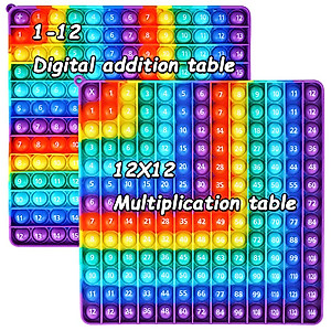 2 in 1 Multiplication Table and Digital Addition Table P0PP Math Toy, DK-SIMINA Rainbow Dimple Fingertip Toy, Multiplication Table Math Manipulation Game, Create Various Math Operations (1 PCS)