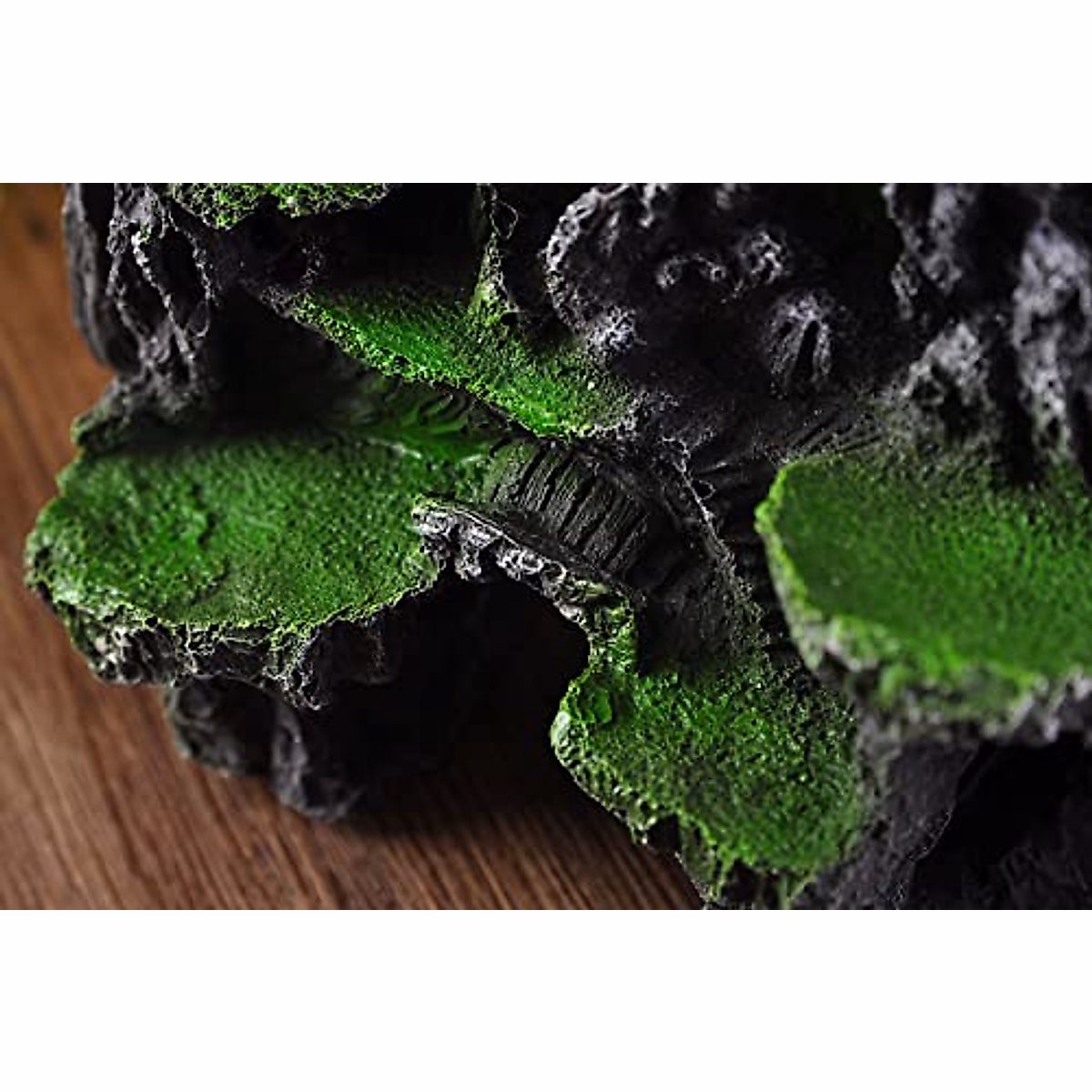 IBWell Aquarium Ornament Rock Cave Landscape, Artificial Mountain Hill View Stone with Moss, Fish Tank Decoration