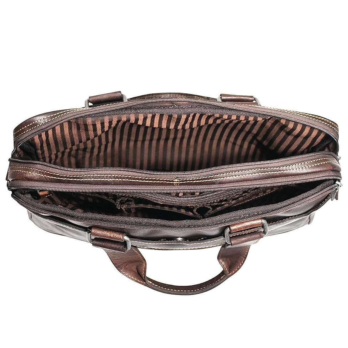 Jack Georges Voyager Slim Zippered Briefcase #7320 (Brown)