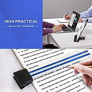 Desktop Document Holder Stand with 7 Adjustable Positions, Black Metal File Organizer Management Copyholder for Typing Speech Reading A4 Letter Music Book Tablet Office, with Paper Clip and Line Guide