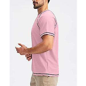 Pudolla Men's Swim Shirts Rash Guard Shirts for Men UPF 50+ Sun Protection T-Shirts Quick Dry Beach Surf Water Shirt Pink XXXXL