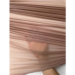 Power Mesh Fabric – 60 inch Width, Lightweight 4-Way Stretch Blend of Synthetic Fibers and Spandex, Perfect for Bra, Control-Topped Pantyhose, and Swimwear Linings (Mocha)