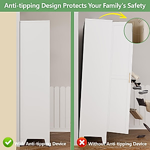 70.9" H Metal Armoire Wardrobe Closet, Adjustable Shelve, Clothes Drying Pole, Steel Wardrobe Cabinet for Bedroom (White)