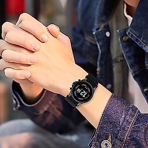 Lzwldan Stretchy Nylon Watch Bands for Fossil Women's Gen 5E 42mm/Gen 6 42mm,18mm 22mm Soft Elastic Wristband Loop Strap for Fossil Men's Gen 5 Carlyle/Garrett/Women's Julianna/Fossil Venture Gen 4 HR/Gen 3