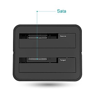 WAVLINK USB 3.0 and USB C to SATA Dual-Bay External Hard Drive Docking Station for 2.5/3.5 Inch HDD/SSD with UASP (6Gbps), Support Offline Clone/Duplicator Function [16TB X2 ]-Black