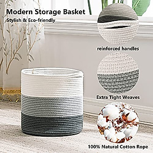 YOUDENOVA Rope Storage Baskets Set of 3 - Stylish Woven Baskets with Reinforced Handles for Effortless Toy Storage and Baby Gift Organization in Nursery, Living Room, and Bedroom