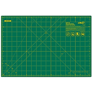 OLFA 12" x 18" Self Healing Rotary Cutting Mat (RM-CG) - Double Sided 12x18 Inch Cutting Mat with Grid for Quilting, Sewing, Fabric, & Crafts, Designed for Use with Rotary Cutters (Green)