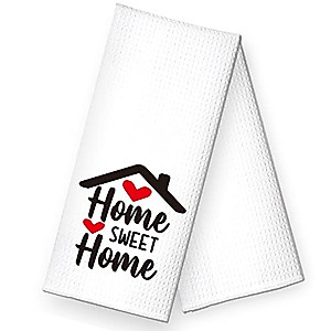RZHV Home Sweet Home Kitchen Towel, Funny Heart Dish Towel Gift for Women Sisters Friends Mom Aunty Hostess, Housewarming New Home, Dish Towel with Sayings