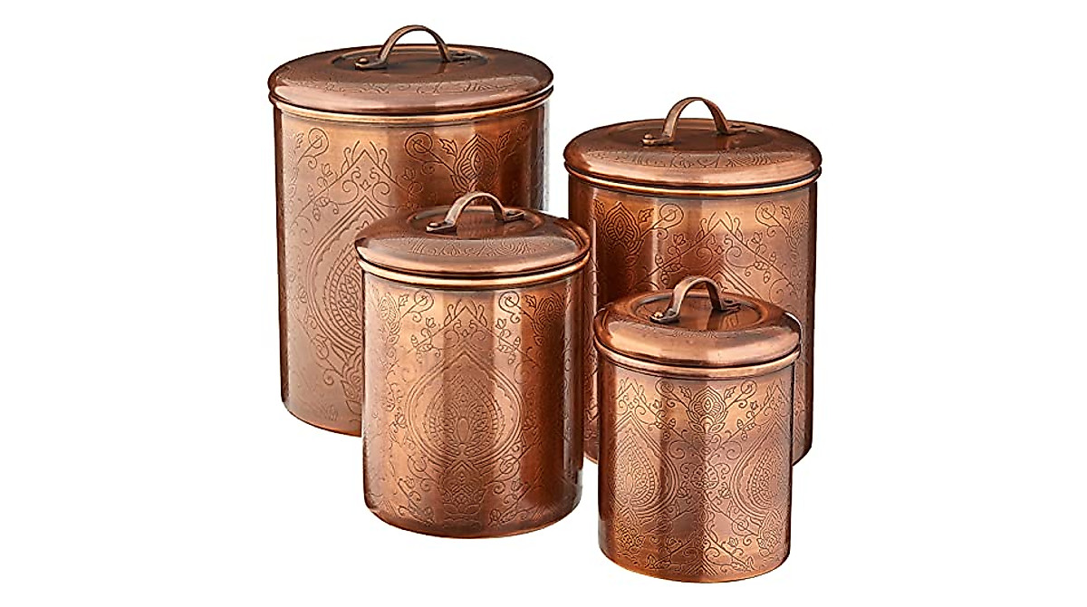 Stylish Antique Copper Canisters by Old Dutch