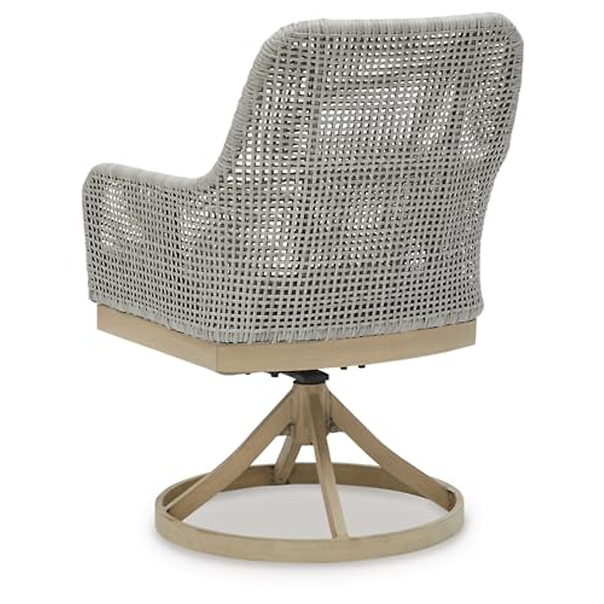 Signature Design by Ashley Seton Creek Outdoor Swivel Dining Chair, Set of 2, 25" W x 26" D x 36" H, Light Brown & Light Gray