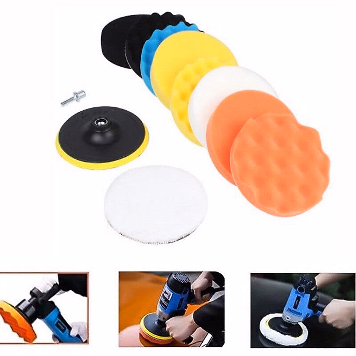 11 PCS Car Buffing Pads Polishing Sponge Waxing Foam Polisher Buffer Set for Drill 3 Inch/4 Inch/5 Inch/6 Inch/7 Inch (4 INCH)