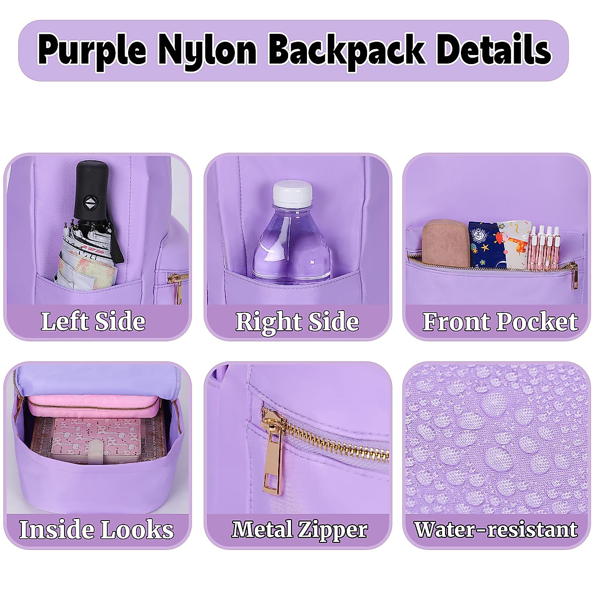 YogoRun Backpack Daypack Girls &Women &Youth &Teens (Purple)