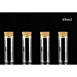 10PCS 40ml 1.4oz Transparent Small Glass Vials Bottles Jars Test Tube Container With Wood Cork Round for Straight Cylinder Test Reagent Bottle Flower Tea Split Powder Bottle