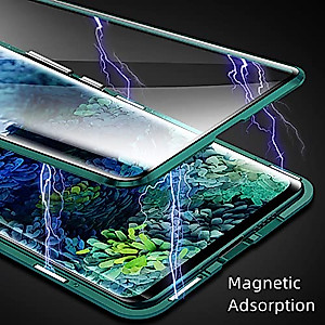 Jonwelsy Case for Samsung Galaxy S22 Ultra, 360 Degree Front and Back Clear Tempered Glass Full Body Protection Magnetic Adsorption Metal Bumper Frame Flip Cover for Samsung S22 Ultra (Burgundy)