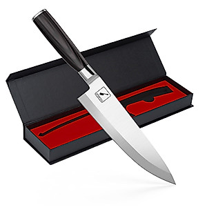 imarku 8 Inch Pro Kitchen Knife High Carbon Stainless Steel EN 1.4116 Japanese Knife Chef's Knives with Ergonomic Handle Single Edge Ultra Sharp Knife Unique Christmas Gifts for Woman and Man