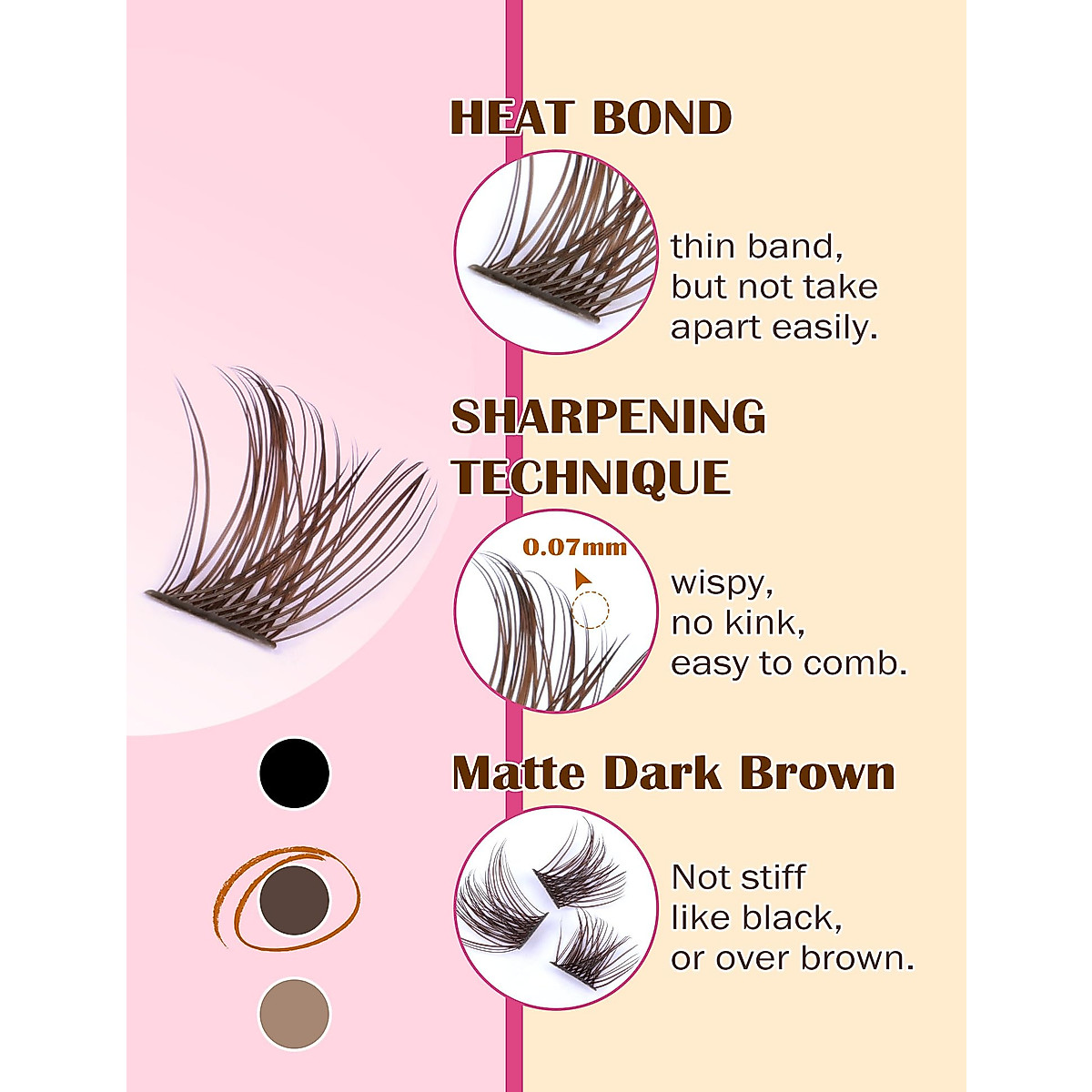 Brown Lash Clusters, Individual Lashes with Brown Color, 110pcs Dark Brown Lash Extension Natural Look Cluster Lashes DIY Eyelashes Extensions by Goddvenus