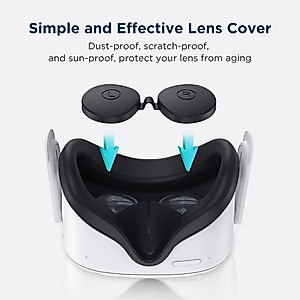 KIWI design Upgraded Face Cushion Cover Pad Compatible with Quest 2 Accessories, with Lens Protector, Full-Wrapped Non-Slip Silicone Face Cover Replacement, Prevent Sensor-Blocking Design