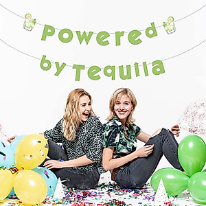 Sursurprise Tequila Party Decorations, Powered by Tequila Banner for Margaritas Martini Fiesta Birthday Bachelorette Bridal Shower Engagement Wedding Party Supplies