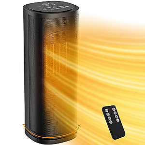 Electric Space Heater Indoor Use, 1500W Fast Heating PTC Portable Heaters with Thermostat and Remote, 12H Timer, Overheating Protection, 60° Oscillation, Room Ceramic Heater for Office Bedroom Home