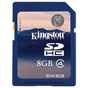 Kingston Digital 8GB SDHC Class 4 Flash Card Twin Pack (2 Pieces) (SD4/8GB-2P)