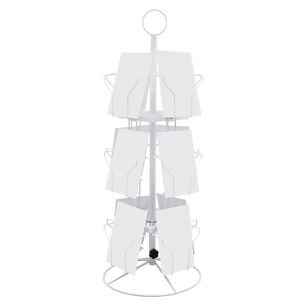 Rotating Greeting Card Rack, 3 Tier Greeting Card Display Stand, Card Display Stand, Card Holder Stand, Greeting Card Rack Holder Display, Card Display Rack, Card Rack Display Stand (12 pockets-White)