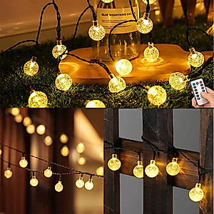 AicooFest Solar String Lights Outdoor Indoor Garden 100 LED 55.8ft Solar USB Powered Waterproof Hanging Crystal Ball Decorative Light for Home, Patio, Party, Outside, Christmas Warm White