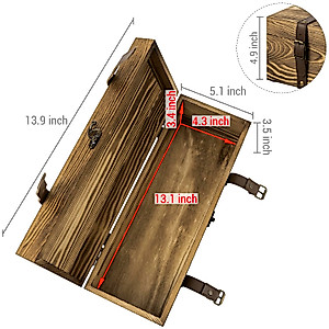 MyGift Vintage Brown Wood Single Wine Bottle Holder Gift Box with Leatherette Buckle Straps and Locking Latch