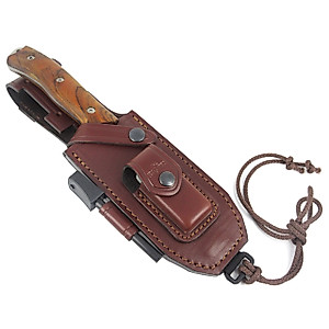 JEO-TEC Nº7 Bushcraft Survival Hunting Tactical Knife - BOHLER N690C Stainless Steel, Multi-positioned Leather Sheath, Sharpener Stone & Firesteel Included - Handmade