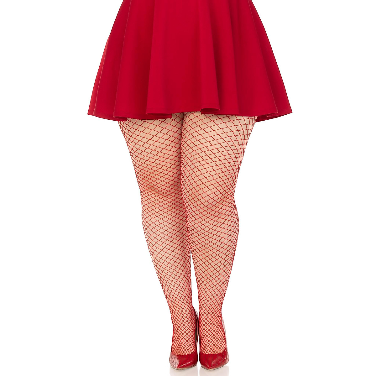 Leg Avenue Women's Spandex Industrial Fishnet Tights, Red, One Size