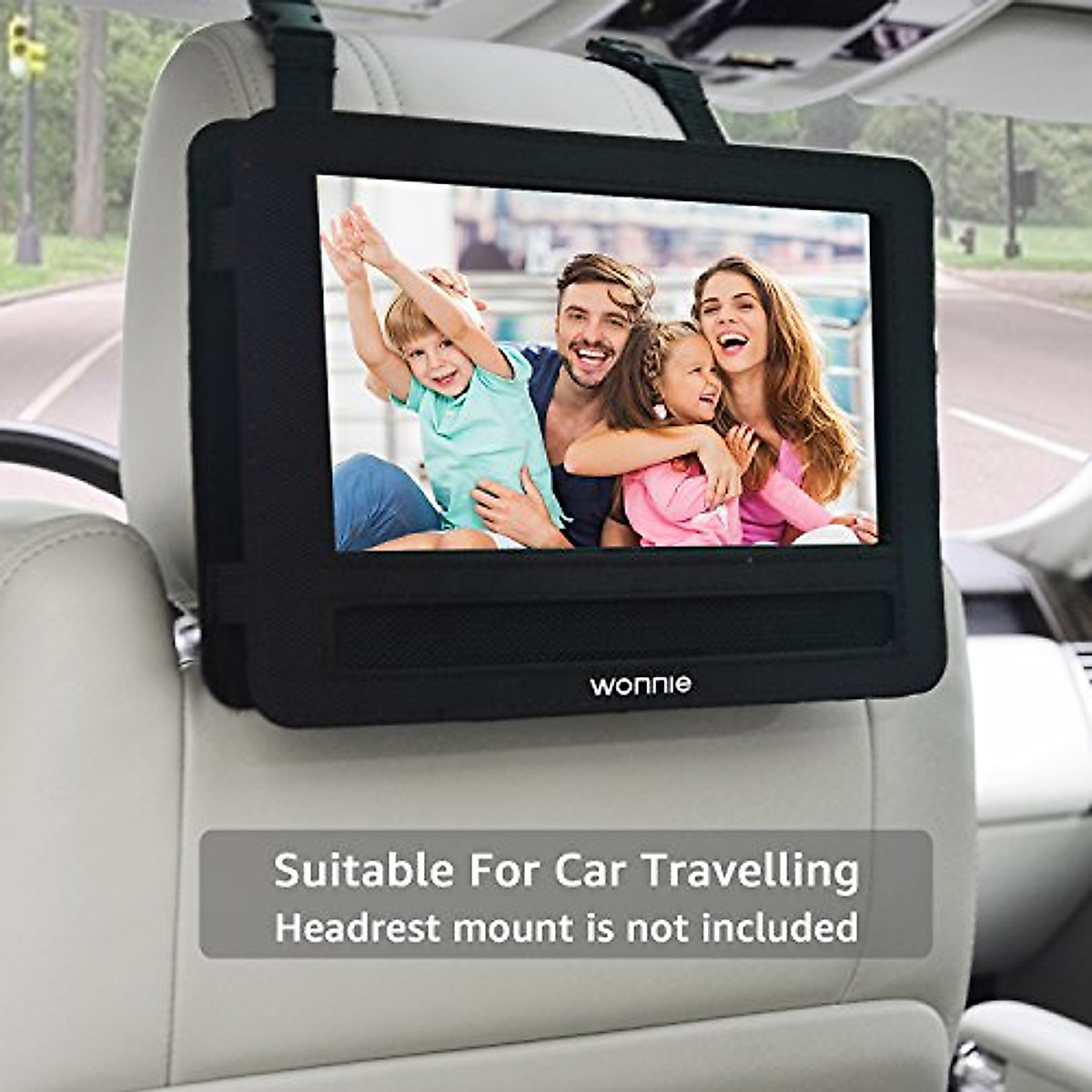 WONNIE 12.5 Inch Portable DVD Player for Car, with Rechargeable Battery, 10.5" Swivel Screen, SD Card Slot and USB Port, Gift for Kid and Senior Citizens(Black)