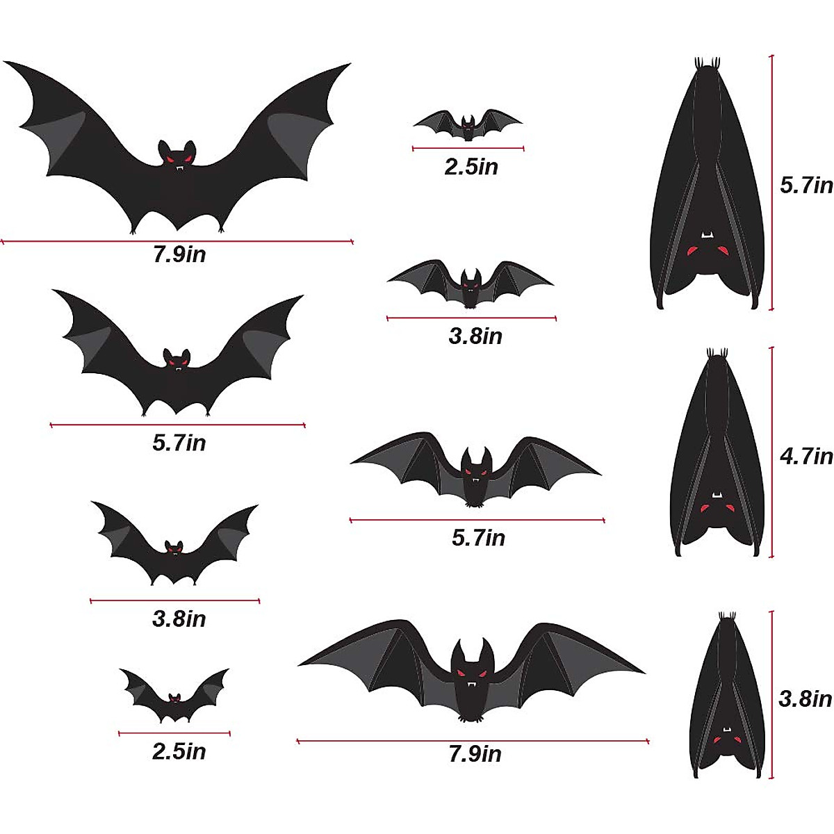 TMCCE 107 Piece Halloween Party Decorations Black Bats Spiders Glass Window Clings Decals Stickers for Halloween Party Supplies Favor