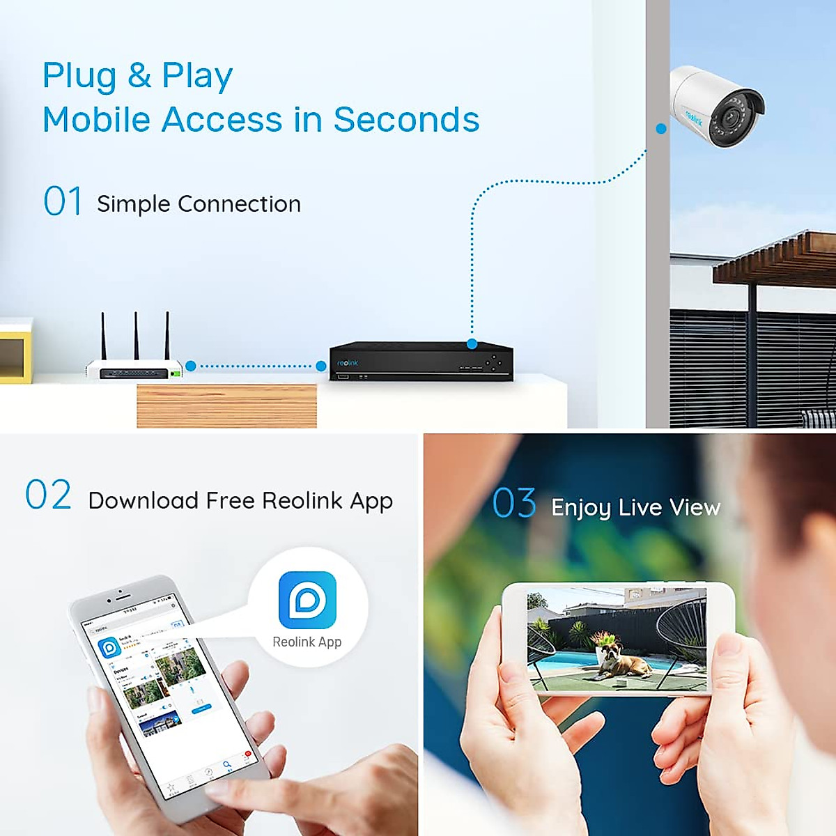 Reolink 4MP PoE Security Camera System Bundle, 8pcs 4MP IP Cameras, a 8CH NVR Pre-Installed with 2TB HDD(Include 4 x 18M Cat5 Cable)