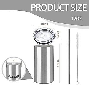 YOUKE OLA 16 Pack Tumblers Blanks Bulk Skinny Straight Tumbler Stainless Steel Double Wall Insulated Water Bottles with Lid & Straw for DIY Gift, 12oz Silver
