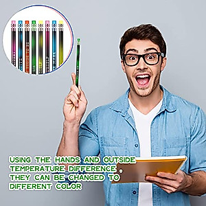 100 Pcs Inspirational Pencils Color Changing Mood Pencils Personalized Pencils with Words Motivational Cute Pencils with Eraser Heat Activated Wooden Pencils Class Reward for Kid (Black)