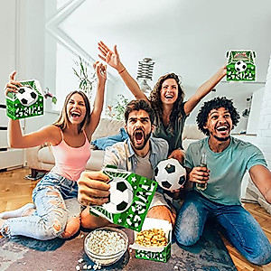 Zonon 25 Pcs Soccer Party Favor Treat Boxes Soccer Candy Goodie Gift Bags Soccer Party Supplies Cardboard Box for Kids Soccer Sports Theme Birthday Decoration, 4.8 x 2.4 x 5.2 Inch