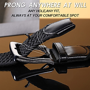 VEASAERS Golf Belts for Men 2 Pack Braided Elastic Fabric Stretch Canvas woven for Men Women Youth Sports Golf Hiking (46"-50" Waist Adjustable, 2 Pack-Black+Gray)