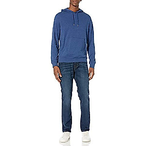 Amazon Essentials Men's Lightweight Jersey Pullover Hoodie, Blue Heather, Large