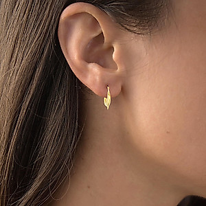 14K Yellow Gold 3mm Thick High Polished Dolphin Hoop Earrings For Women | 3x20mm Solid Gold Hoops For Women