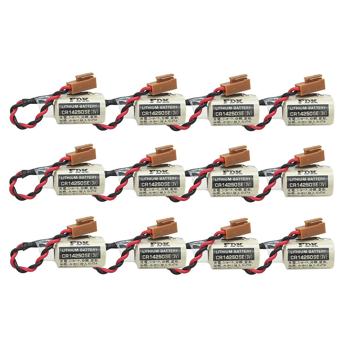 EVA(12-Pack) CR14250SE 3V 1800mAh Lithium Battery Replacement for Sanyo FDK 1/2AA PLC Battery 1747-BA Backup Power Supply with Brown Plug