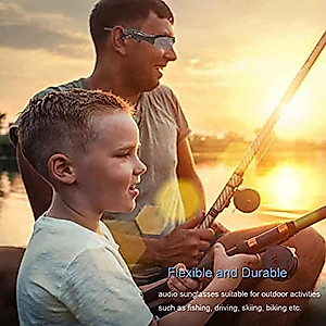 Bluetooth Sunglasses with Headphones Men Women Sport Glasses Wireless Music Sunglasses Smart Glasses Headset Stereo Sound Built-in Mic Handfree Earphone for Smart Phone Work Outdoor Driving Cycling