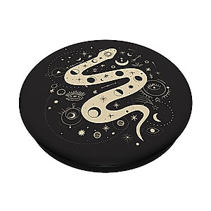 Snake Mystic Astrology Moon Stars Black PopSockets Standard PopGrip
