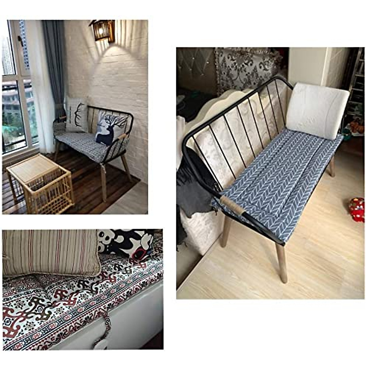 FAJIAYI Indoor/Outdoor Bench Cushion Cotton Garden Furniture Cushion,Fresco Bench Mat Long Swing Chair Cushion,Non-Slip Quilted Bench Seat Cushion Picnic,Swing,Wicker,Garden Bench,Dining Room,40 * 1