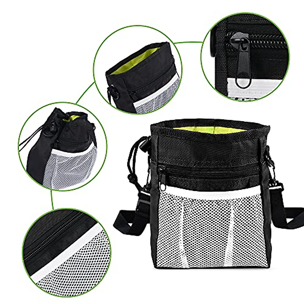 Left&Right - Dog Clicker Training Kit,Dog Training Treat Pouch and Dog Clickers,Dog Treat Bag with Clicker Training for Dogs,Pet Treat Bag with Waist Belt Shoulder Strap Poop Bag Dispenser-Black