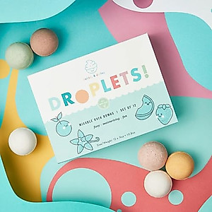 Dabble & Dollop Bath Bombs, 100% Natural Droplets for Kids, Original Scents - USA Made, Moisturizing & Fun Droplets, Paraben & Sulfate Free, Vegan, Gluten-Free (Set of 12)