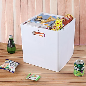 Innouse 4-Pack Collapsible Plastic Storage Cube Bins, Foldable Cube Storage Bin, White