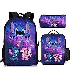 avkzqud Backpack 17 Inch Laptop Backpack Bento Lunch Box Fashion Hiking Backpack Pencil Case Set 3 Piece for Women Men Teens