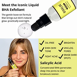 BHA 7% Salicylic Acid Serum Daily Exfoliant Acne Treatment Clearing Gel for Blackheads, Zits, Oily Skin, Dark Spot Treatment, Anti Aging, Face Blemishes, Pimple Treatment 1 oz - Divulge Beauty