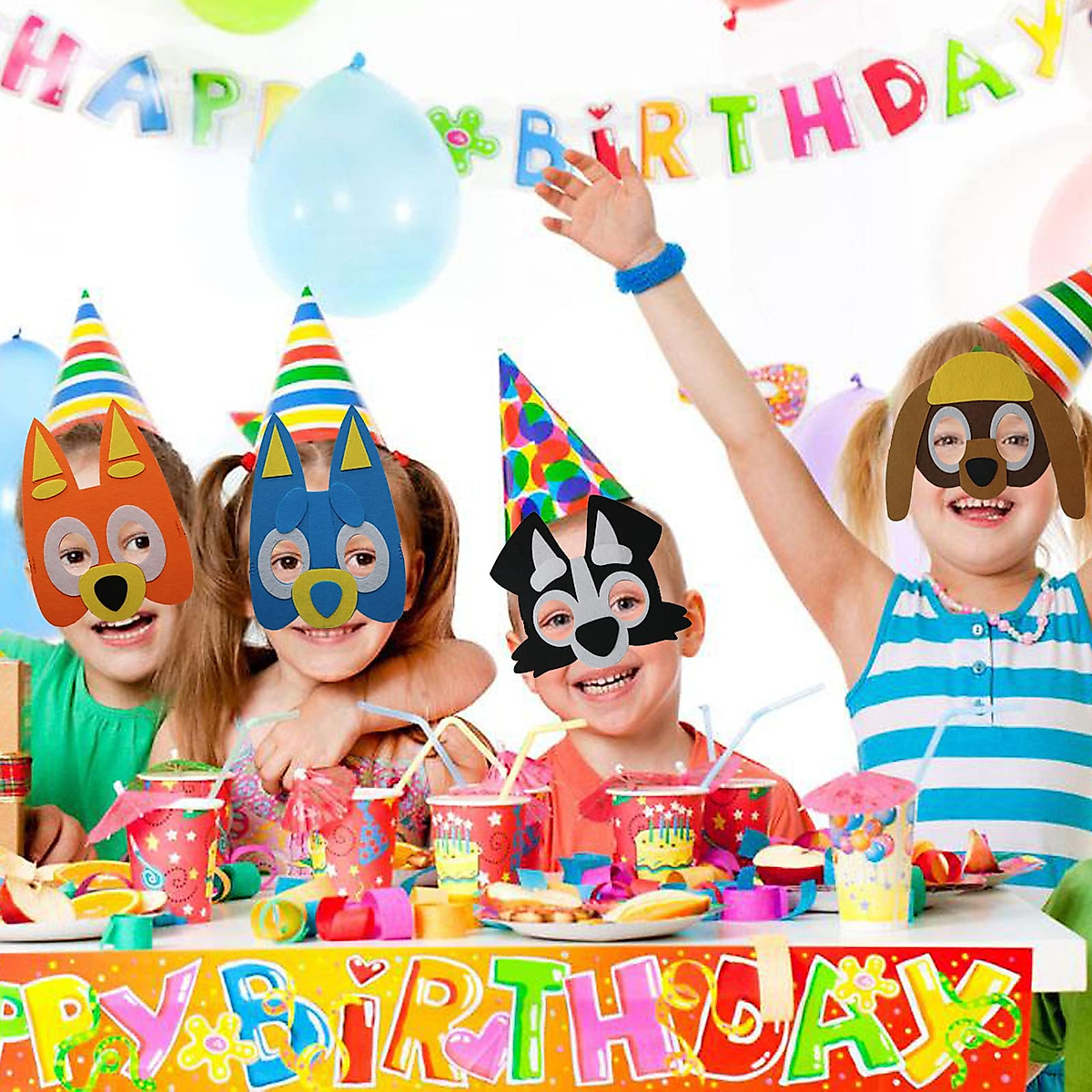 YALARY 21 Packs Puppy Dogs Felt Mask Party Favors for Kids, Blue Puppy Dog Themed Birthday Party Supplies Dress Up Cosplay Birthday Party Masks