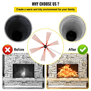 VEVOR Chimney Sweep Kit 33FT Length, Chimney Cleaning Tool Kits with 10 Nylon Flexible Rods, Chimney Brush Kit Driven by Drill for Sweeping Fireplace