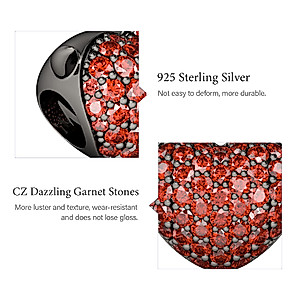 GNOCE Devil‘s Heart Charm Bead 925 Sterling Silver Charms Fits Women's Charm Bracelet/Necklace Jewelry For Birthday Gift